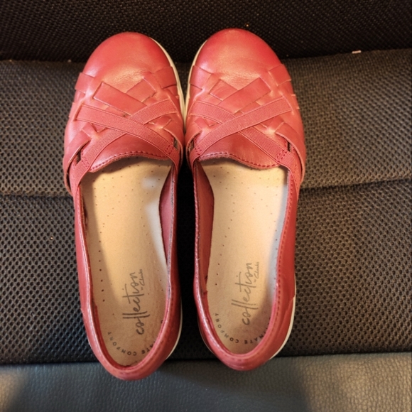 Clarks | Shoes | Clarks Collection Red Leather Shoes Size 6 | Poshmark